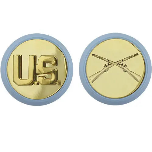 Enlisted Pin - Infantry Gold - w/ Blue Disc - Military Outlet