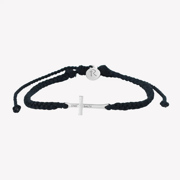 Rizen 570005-BK-S-24 Stay Salty Black Braided Cord Bracelet - The ...