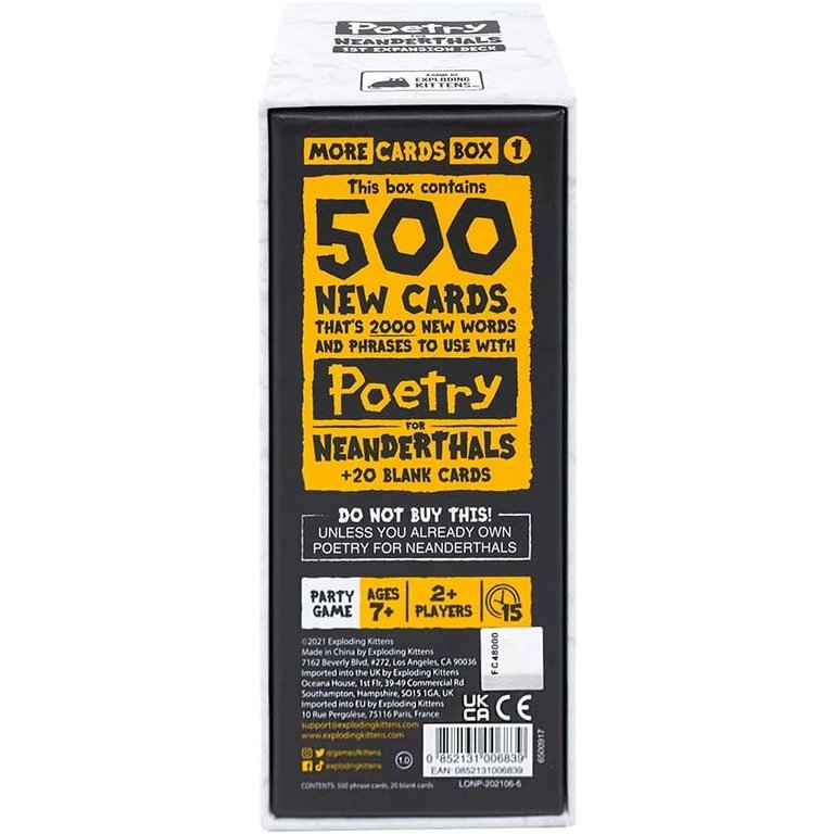 Poetry for Neanderthals: More Cards Box 1 - Boardgames.ca