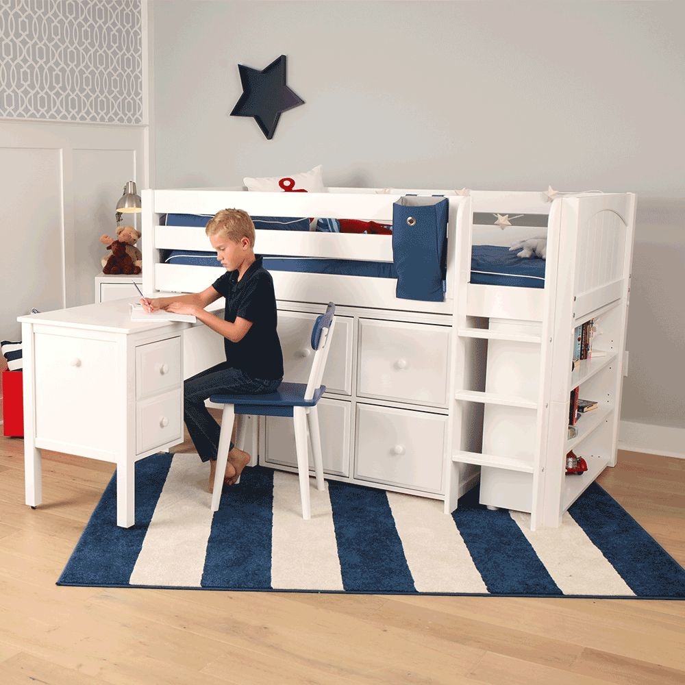 Twin low loft bed with desk and storage store