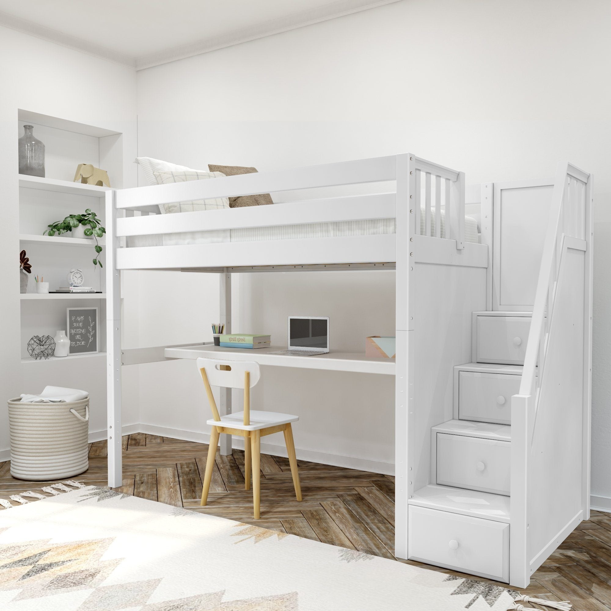 Maxtrix Twin High Loft Bed with Stairs with Long Desk - Best Place To ...
