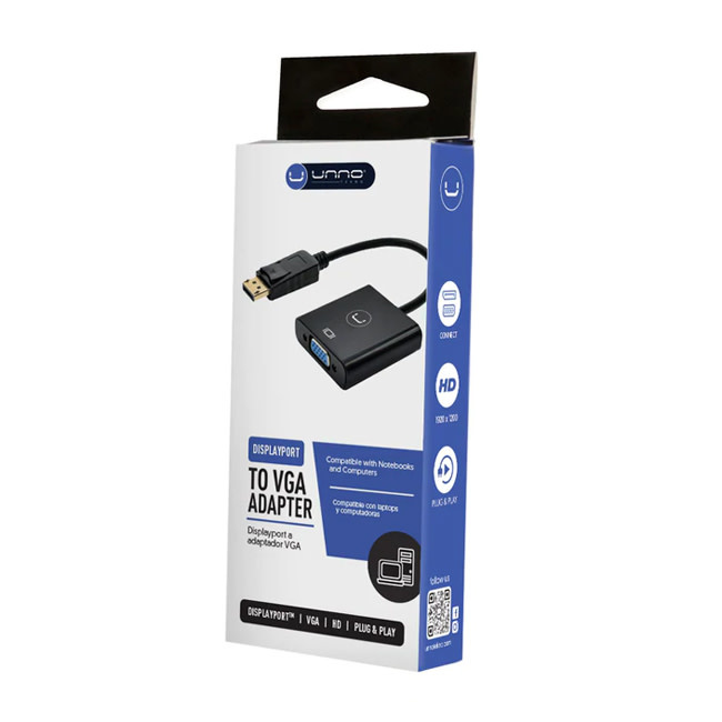 UNNO Adapter DisplayPort to VGA - AD3006BK - Super Technologies Limited
