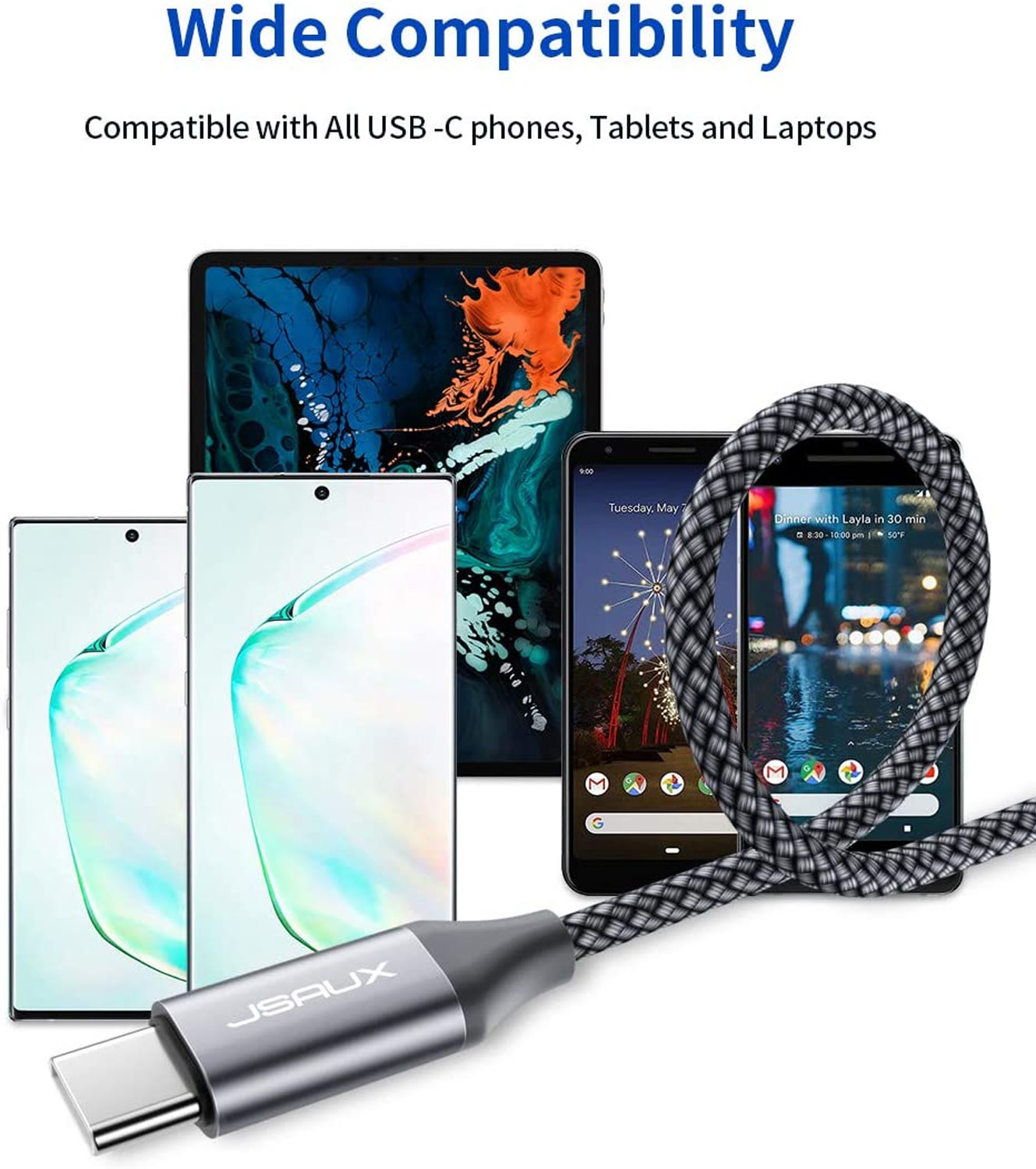 USB C to USB C Cable 3Ft 60W/3A Braided - Super Technologies Limited