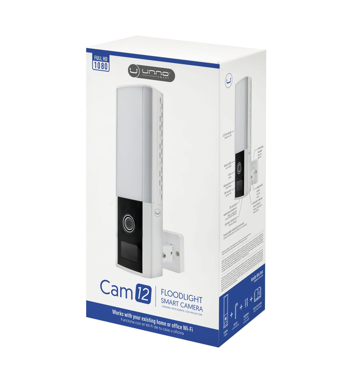 UNNO Cam12 1080p Smart Wireless Outdoor Floodlight Camera - CM14012WT ...