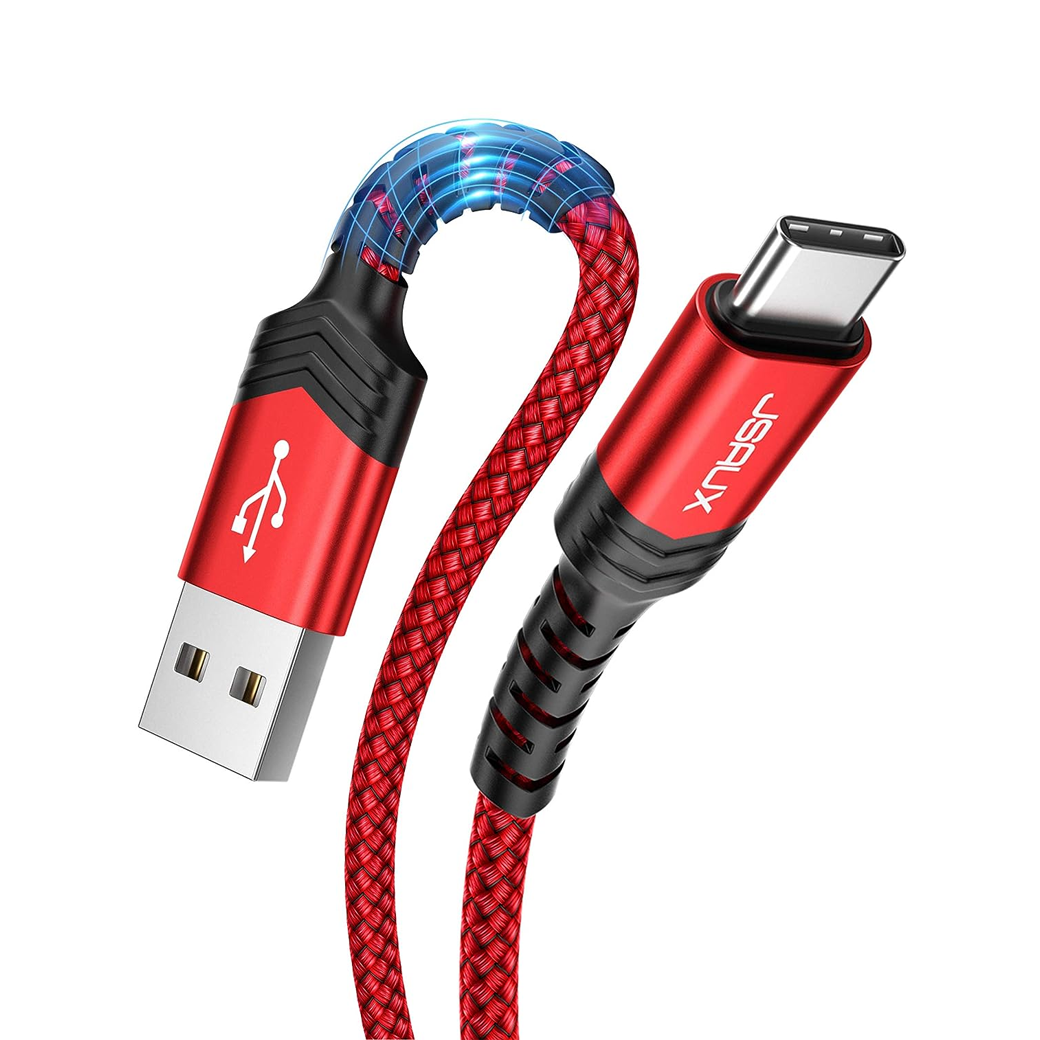 Jsaux USB-C to USB-A Cable M/M 1M Red Braided - Super Technologies Limited