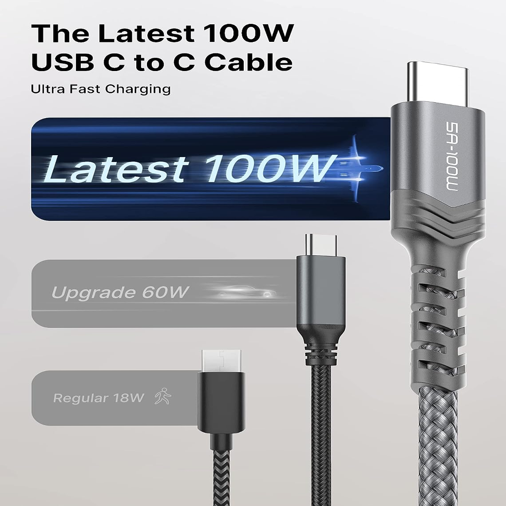 Jsaux USB-C to USB-C Cable M/M Black 2M Braided - Super Technologies ...