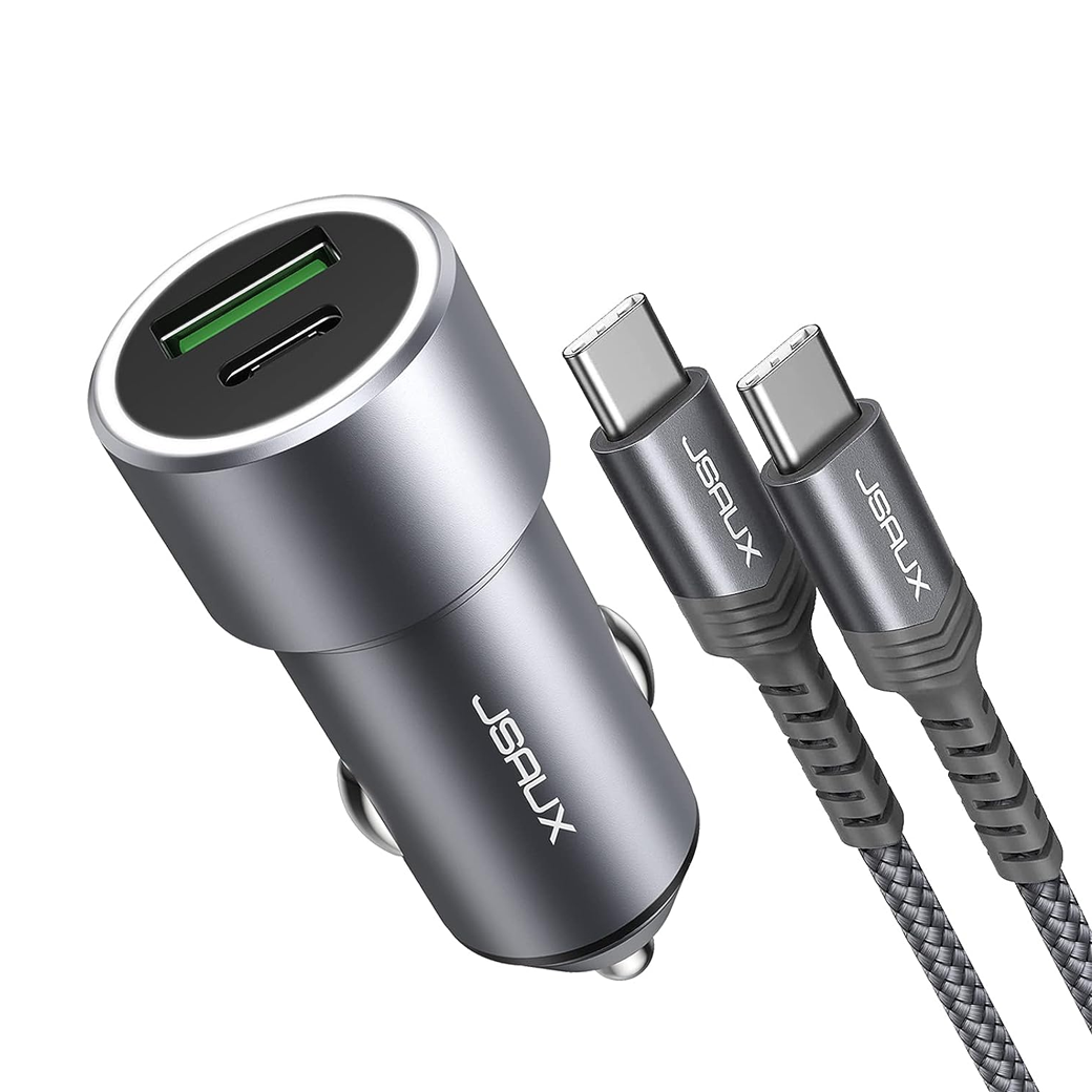 Jsaux Dual Port USB / Type C Car Charger 38W Grey - Super Technologies Limited