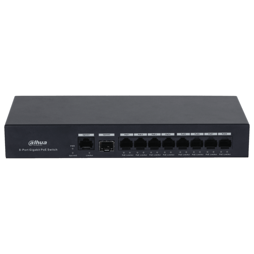 DAHUA 10-Port Economical Gigabit Switch with 8-Port PoE & SFP DH ...