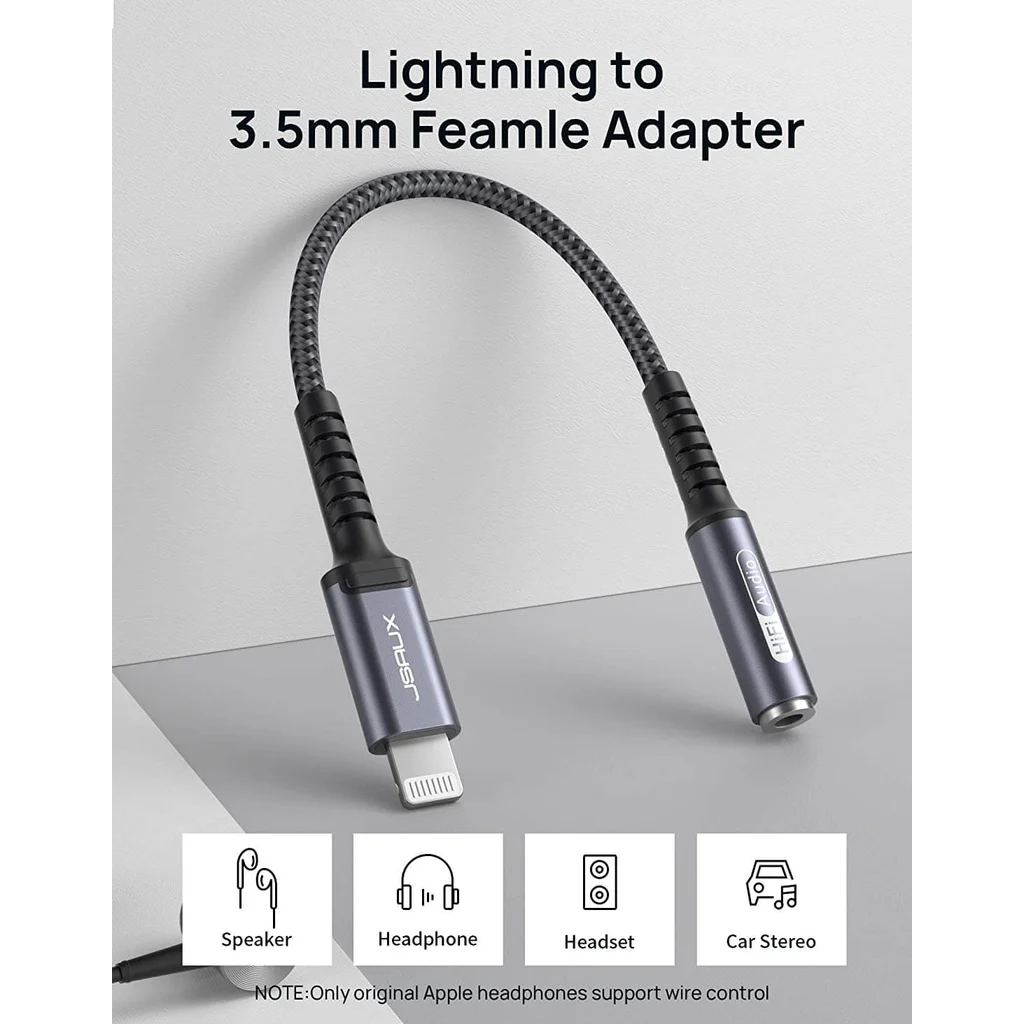 JSAUX Audio Cable Lightning to 3.5mm Female Grey CL0053 - Super ...