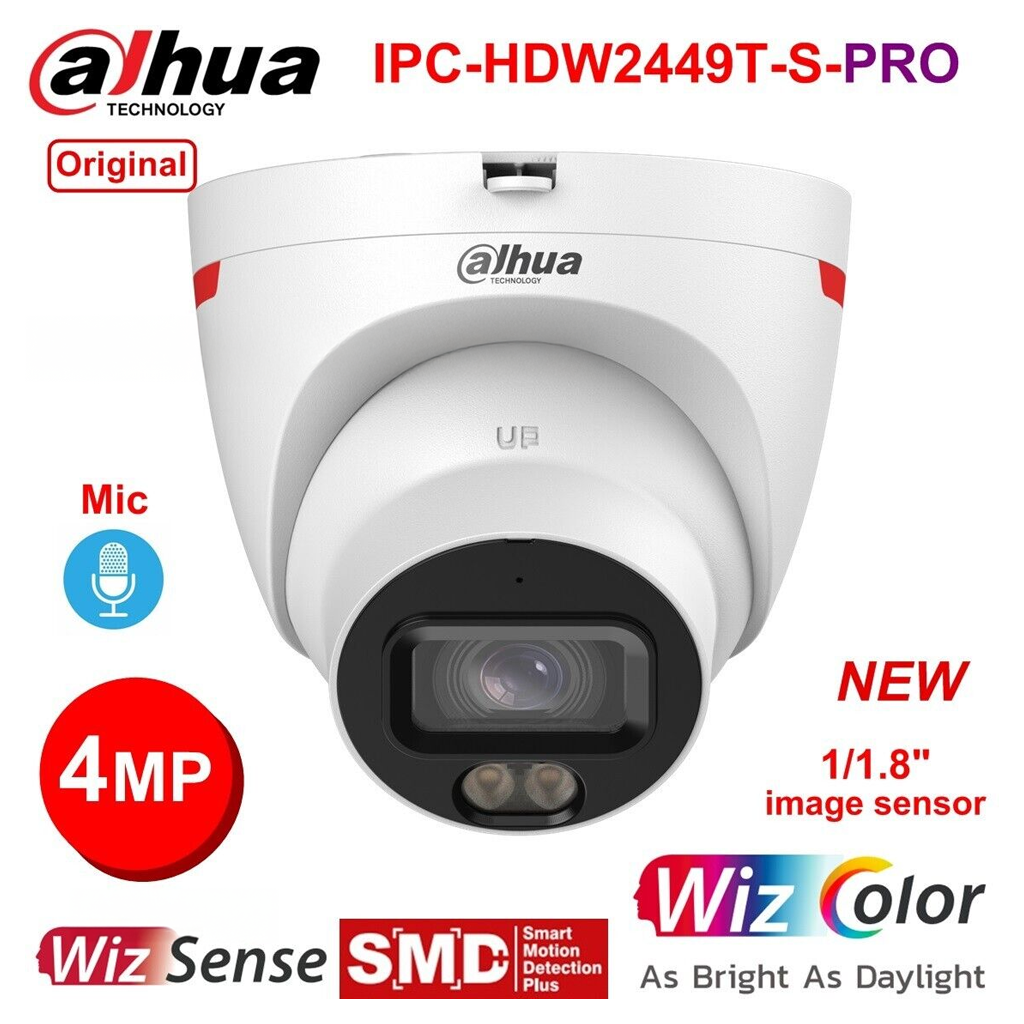 Dahua 4MP Full Colour Network Dome Camera with Audio DH-IPC-HDW2449T-S-PRO 3.6mm - Super ...