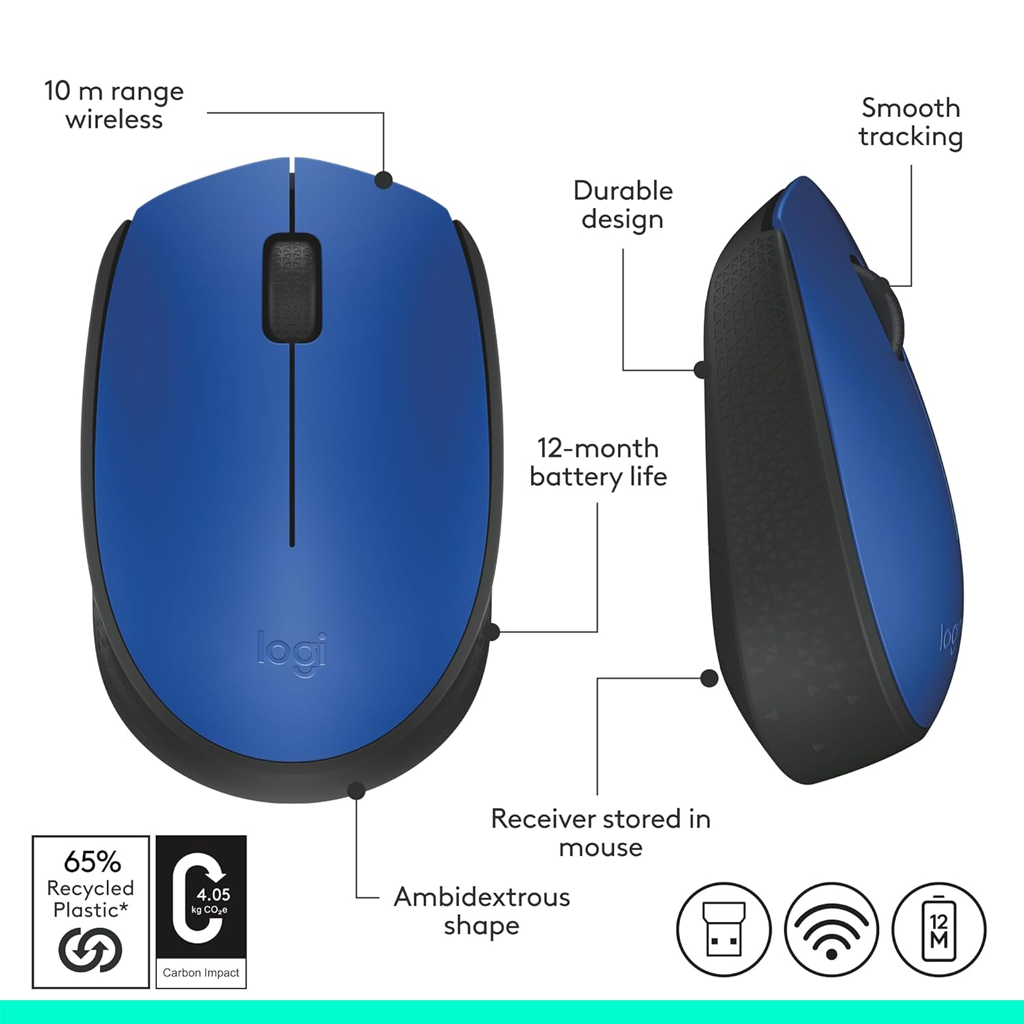 Logitech M170 Wireless Mouse Blue 910-004800 - Super Technologies Limited