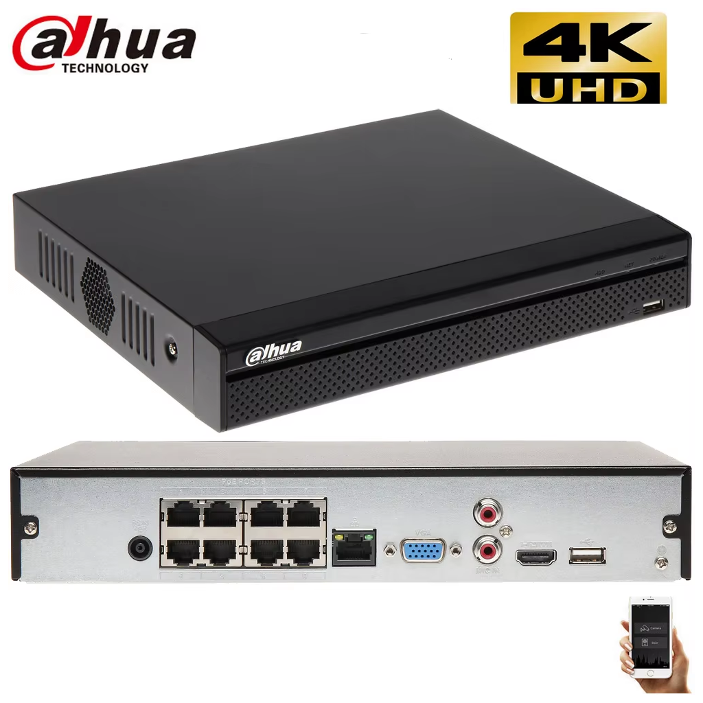 Dahua 8ch POE NVR up to 8mp DHI-NVR4108HS-8P-4KS2/L - Super Technologies Limited