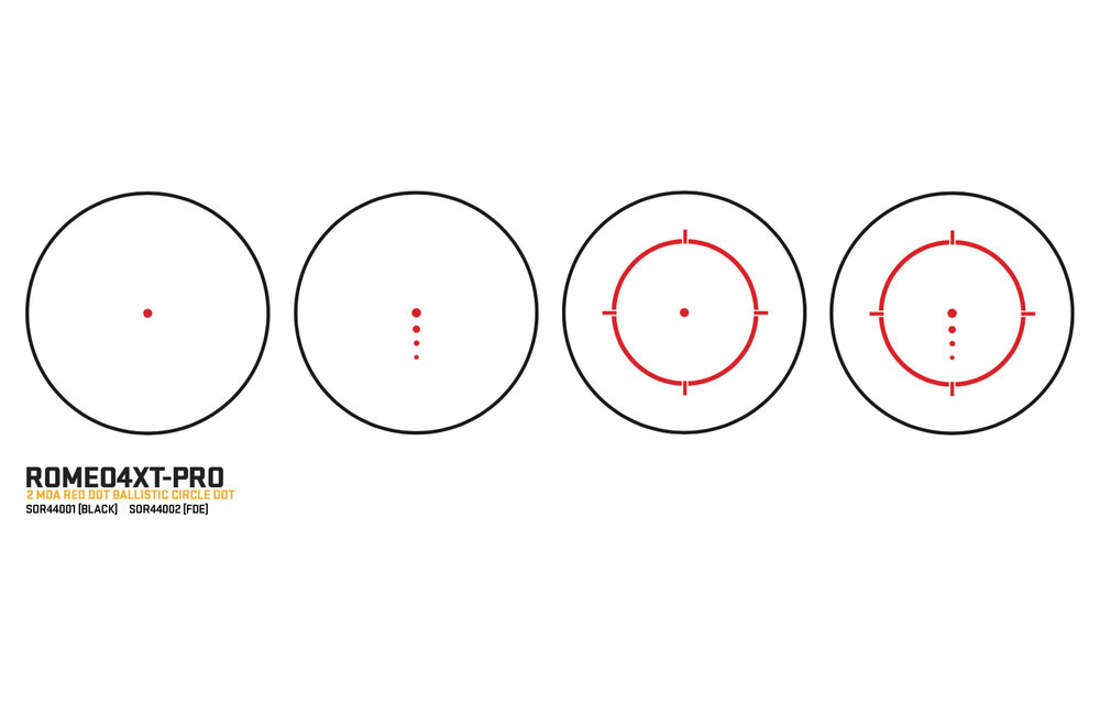 ROMEO4XT-PRO RED DOT SIGHT, BALLISTIC CIRCLE DOT, 0.5 MOA ADJ, AAA, HEX ...