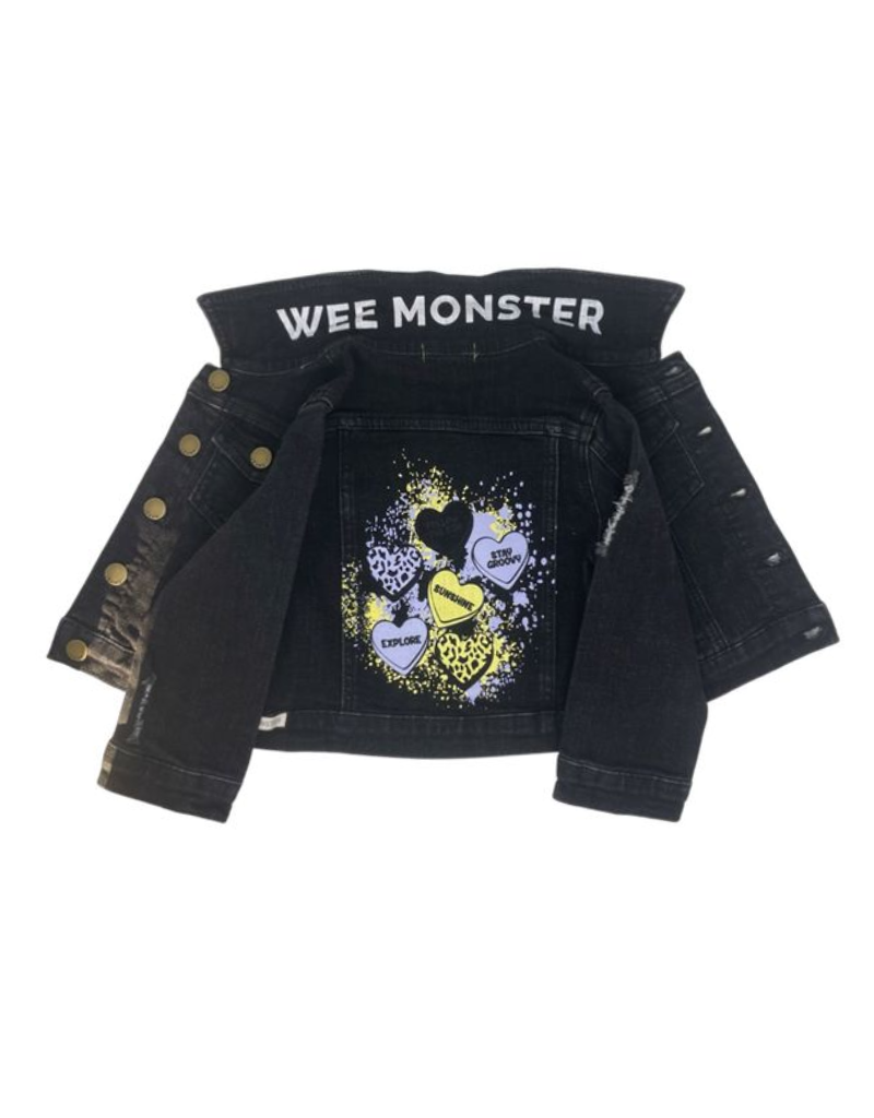 Wee Monster Heart Black Denim Jacket - Tiptoe Boutique