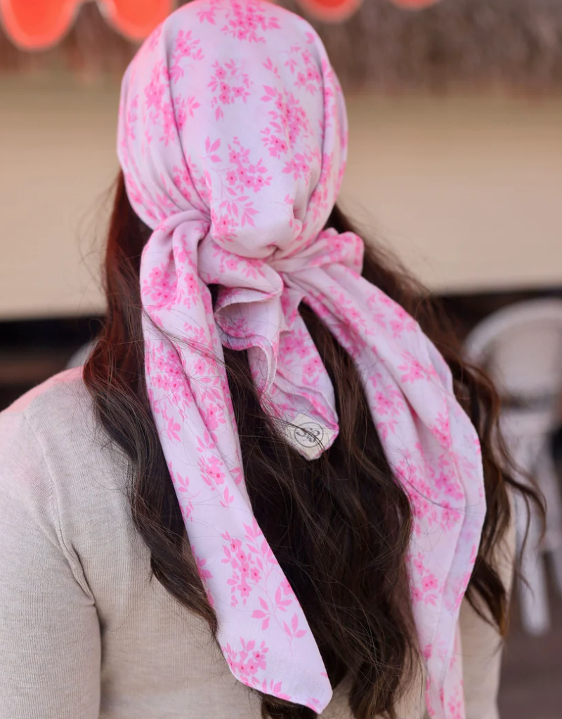 The Scarf Bar Dainty Pink Blooms Square Headscarf-Regular Scarf Size ...