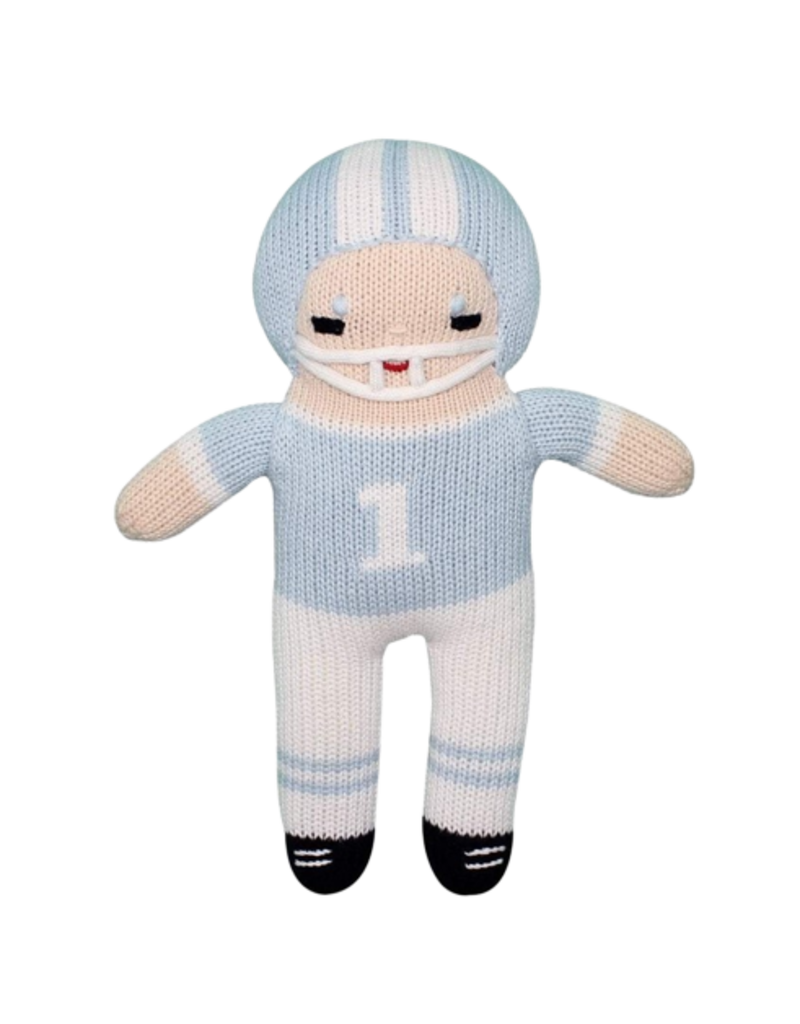 Zubels 12" Football Player Knit Doll - Light Blue & White - Bibs and ...