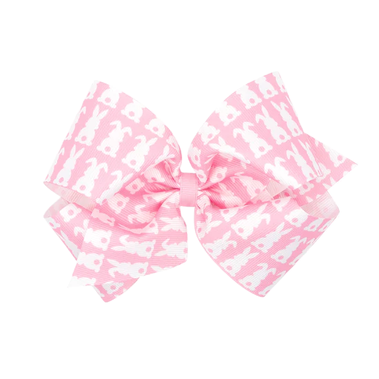Wee Ones King Light Pink w/ White Bunny Print Bow - Bibs and Kids Boutique
