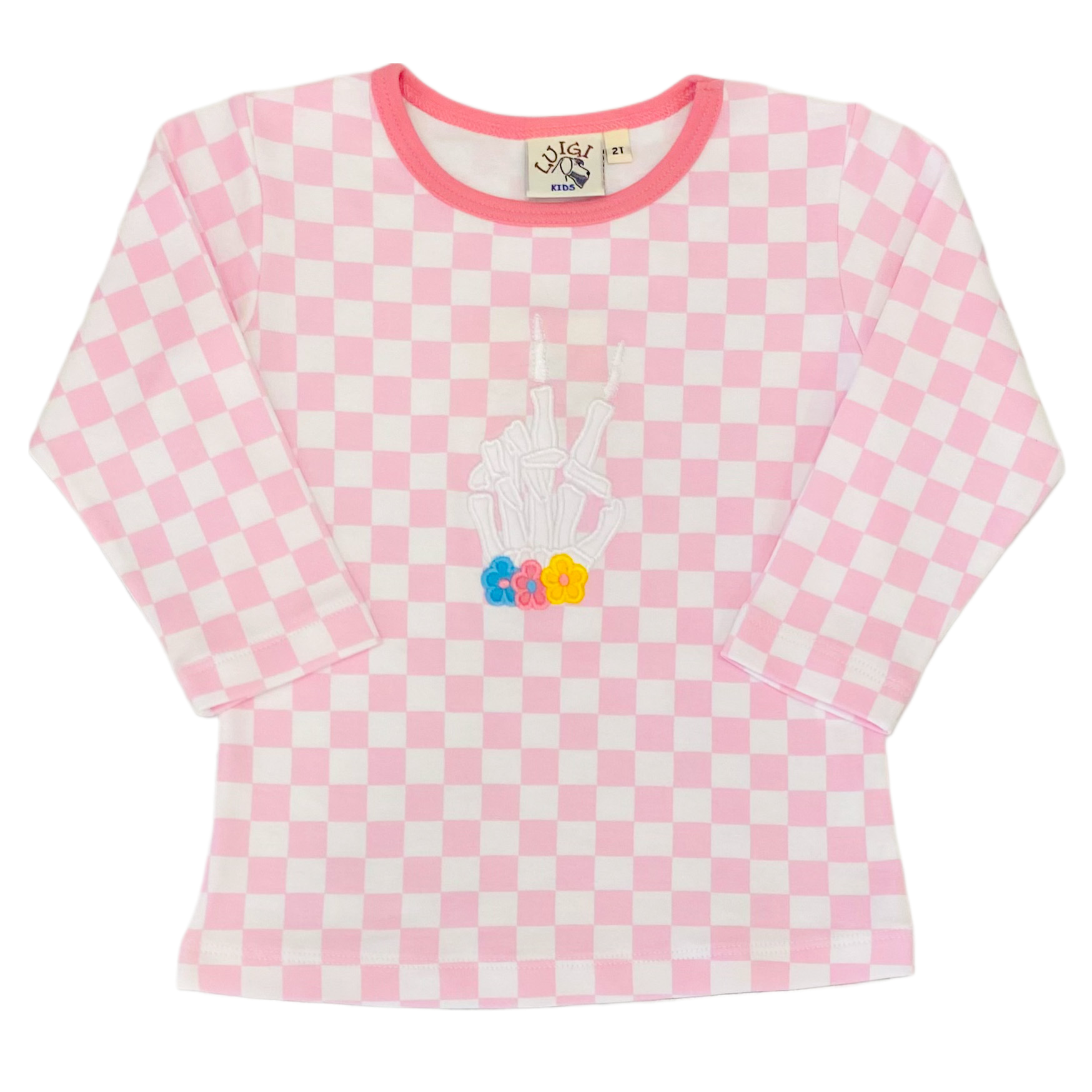 Luigi Peace Sign Skeleton Hand Top - Bibs and Kids Boutique