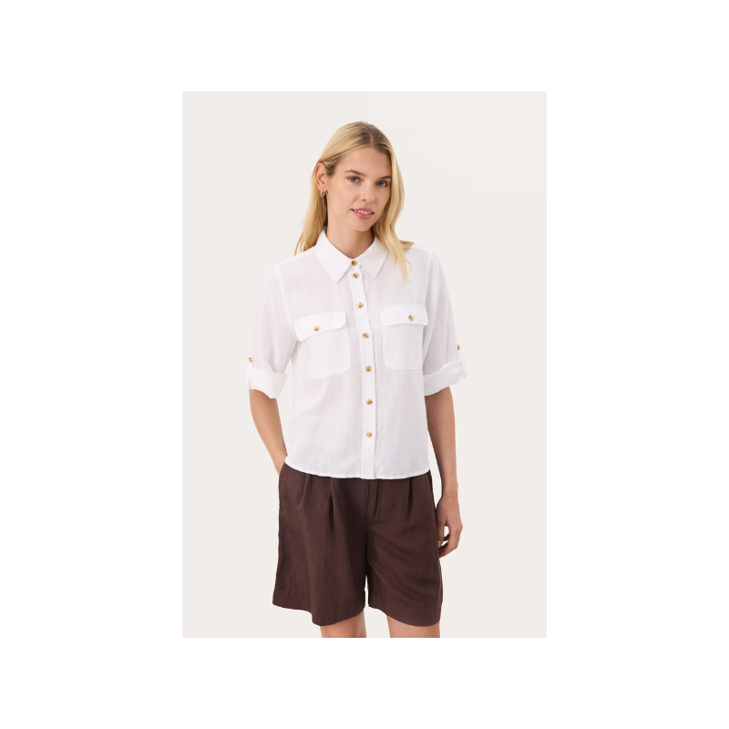 PART TWO Rayani Button Down Top Bright White - The Art of Home