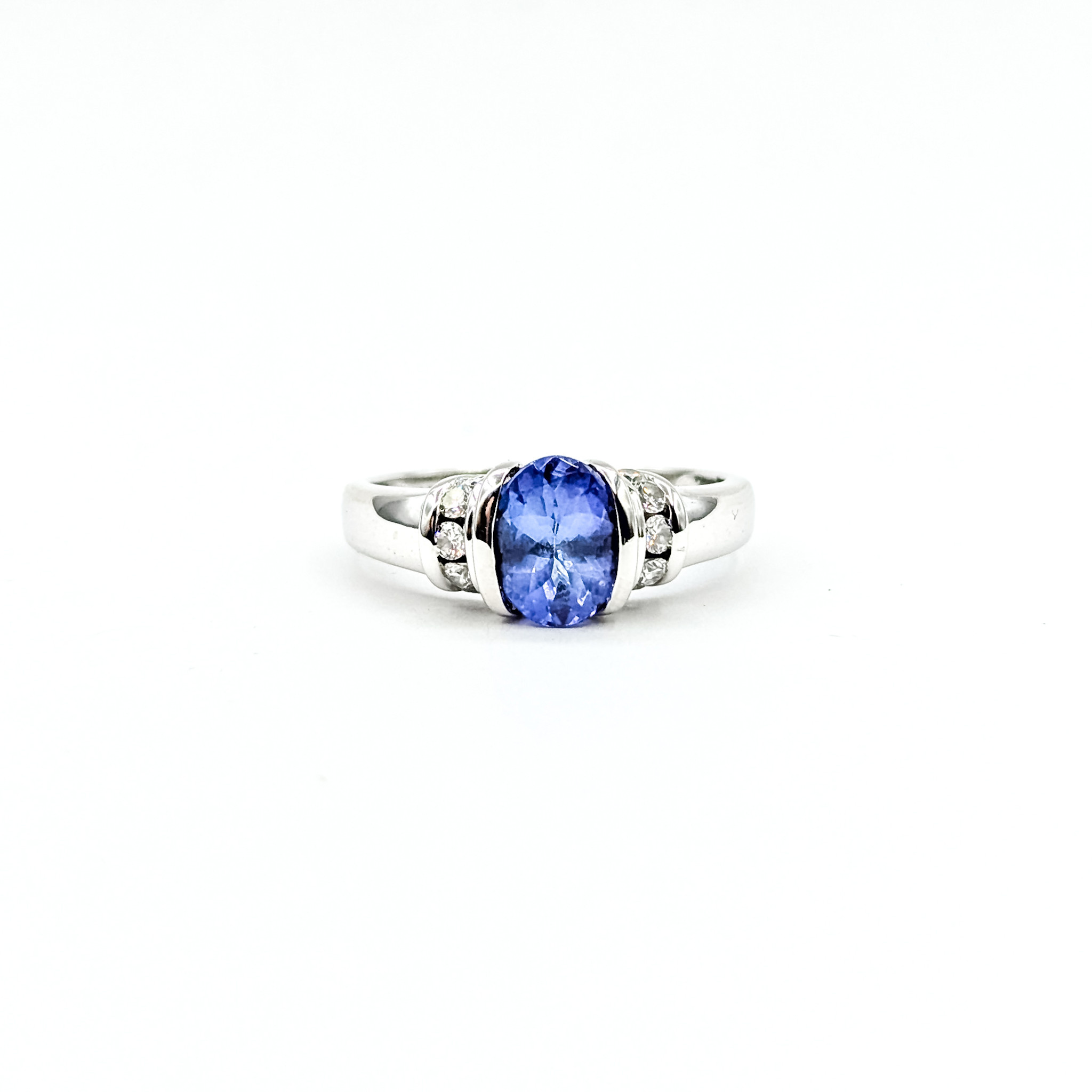 Ring Half-Bezel .12ctw Round Diamonds 1.36ct Tanzanite 14kw 8mm Sz7 3 ...