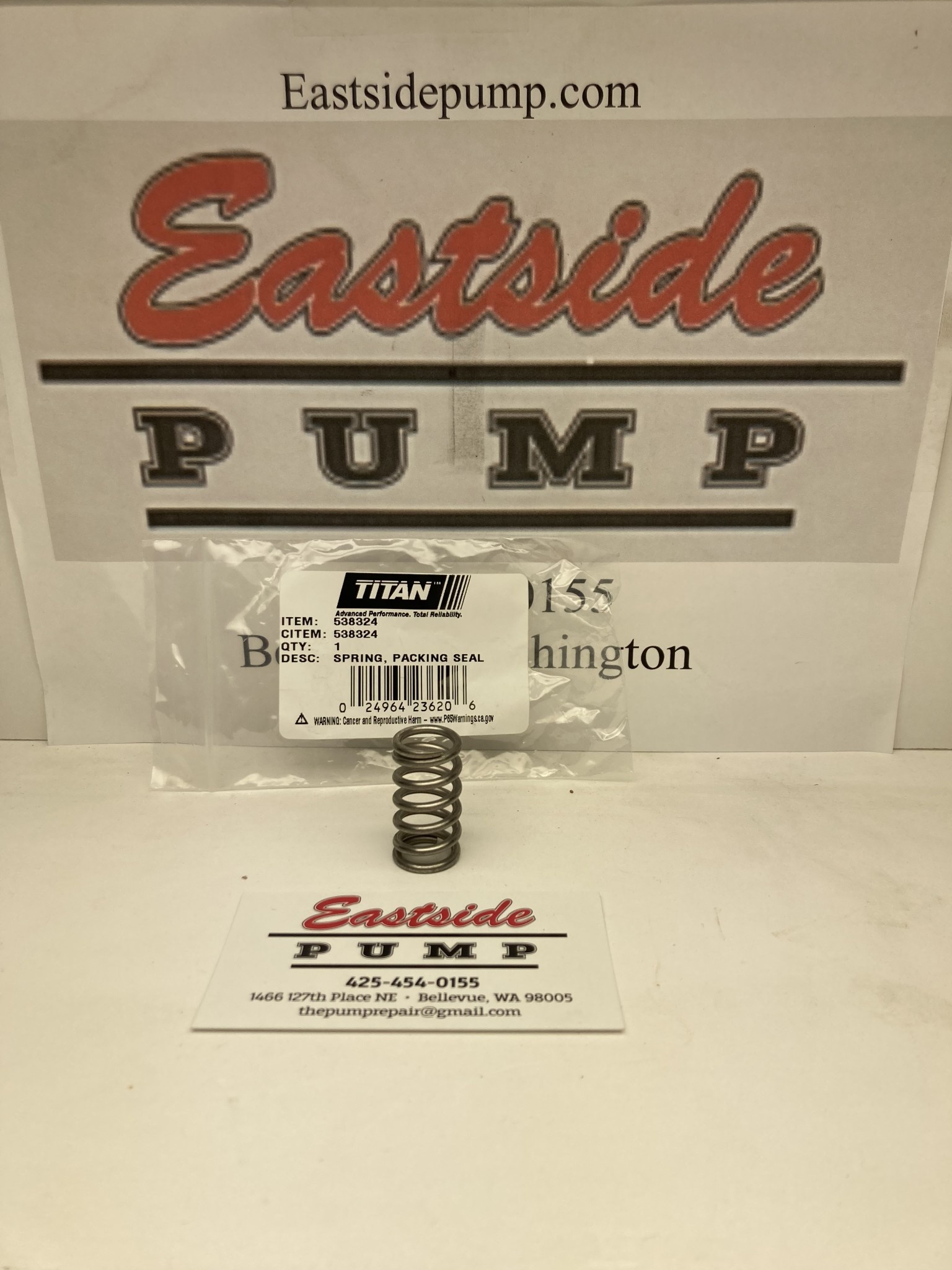538324 Titan SPRING, PACKING SEAL - Eastside Pump