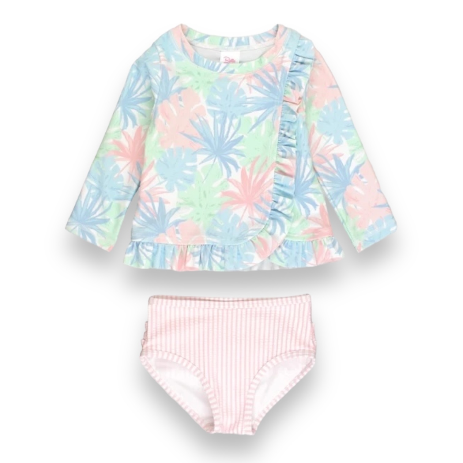 Ruffle Butts Pastel Palms Rash Guard 2-Piece Swim - Ruffle Me This