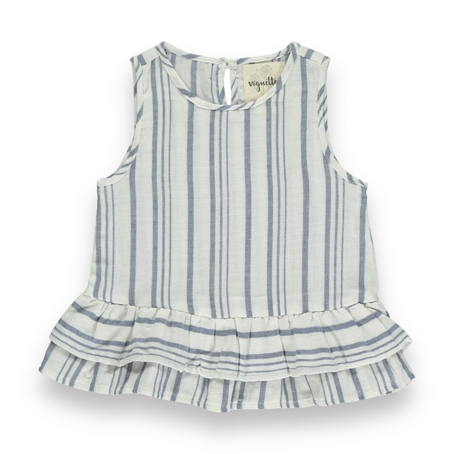 Vignette Girls Tween Blue Stripe Amelia Tank - Ruffle Me This