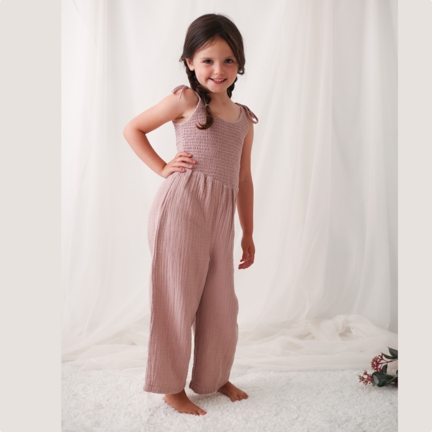 Kiwi & Park Tween Girls Mauve Leena Jumpsuit Romper - Ruffle Me This