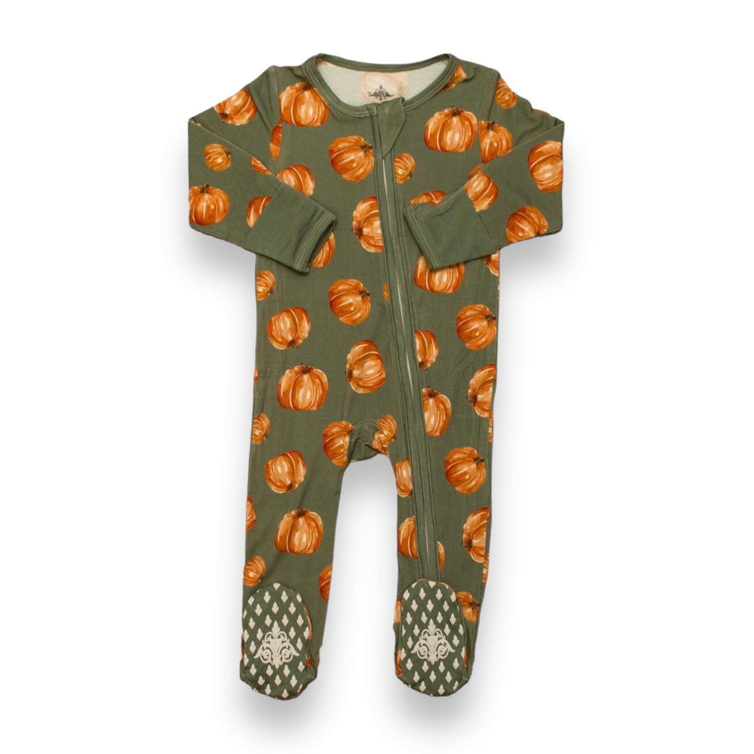 Belle Cher Fall Pumpkins Bamboo Footie - Ruffle Me This