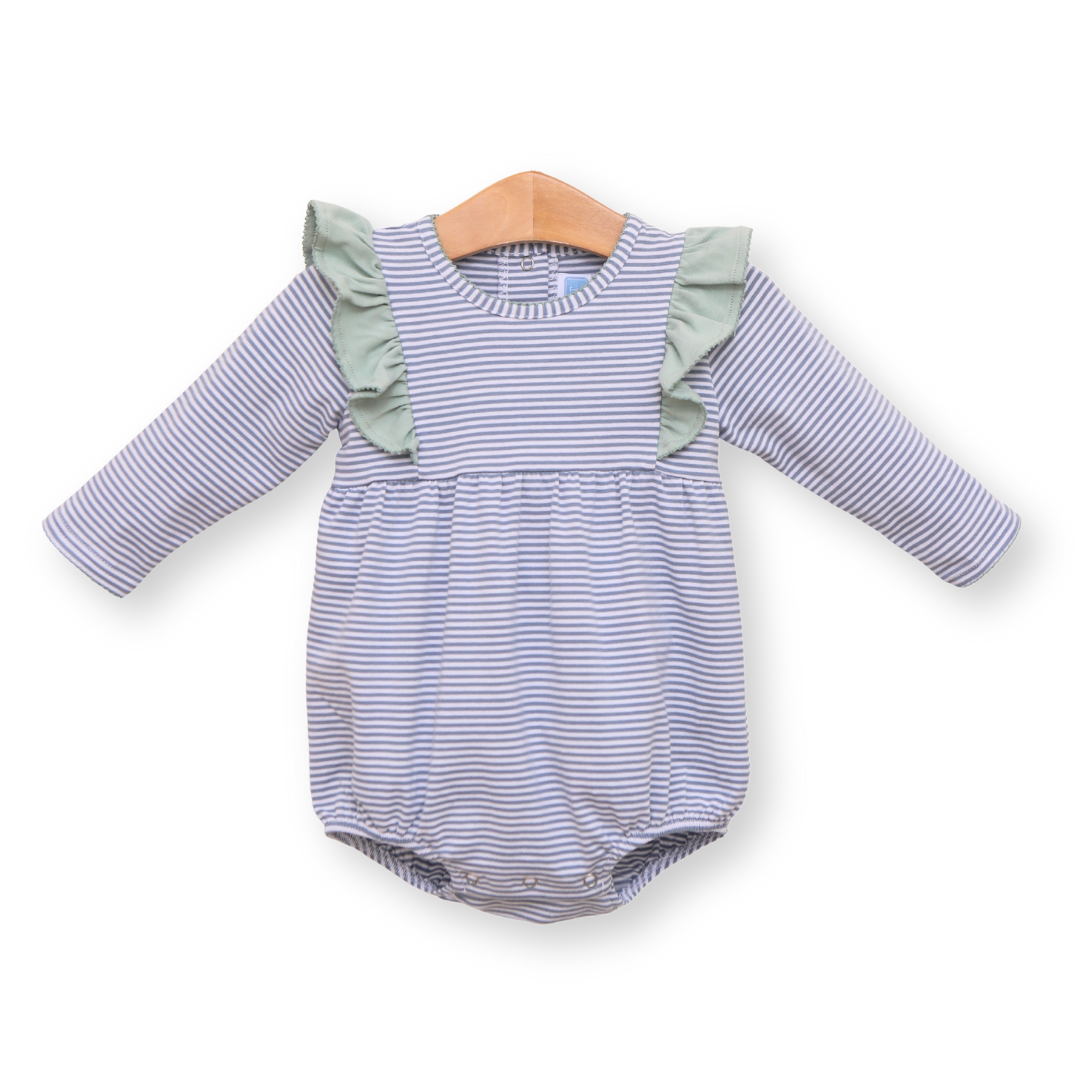 Trotter Street Kids Sage Green & Blue Madison Girl Ruffle Bubble ...