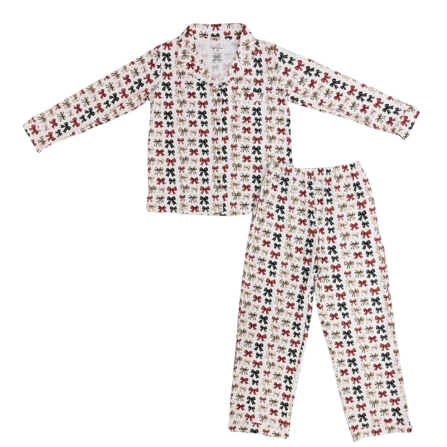 Little One Shop Holiday Bows Women's Button PJ Set - Ruffle Me This