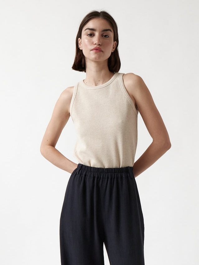 Ocean organic cotton halter top . Cream - Betina Lou