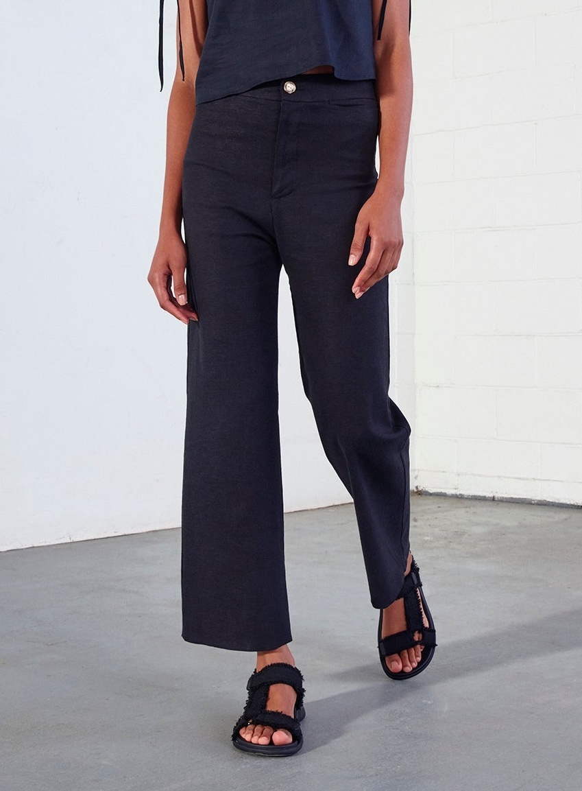 Pantalon en lin extensible Cranston . Noir - Betina Lou