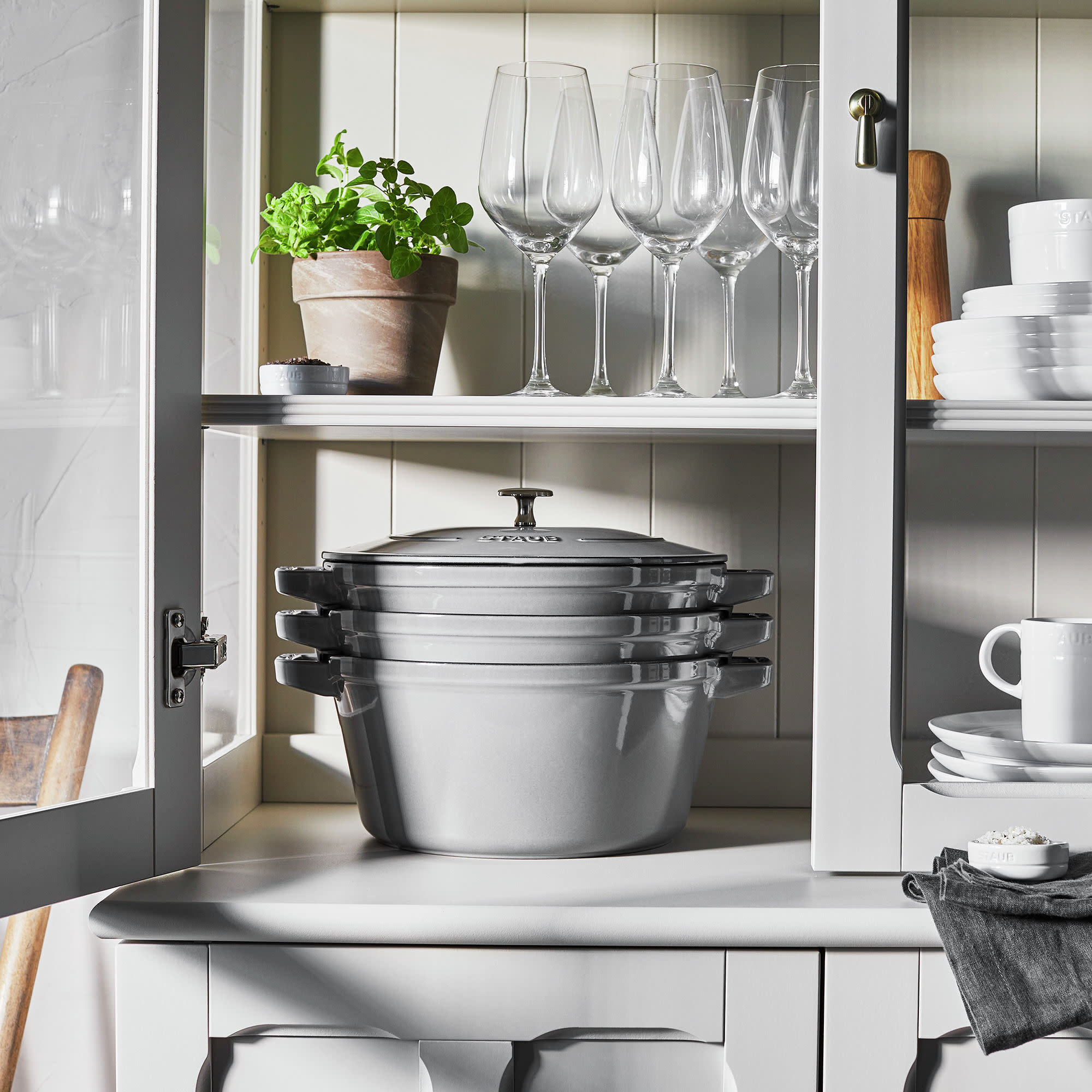 Staub - Stackable Set - 4 Piece - Grey | Crème - Boutique Crème