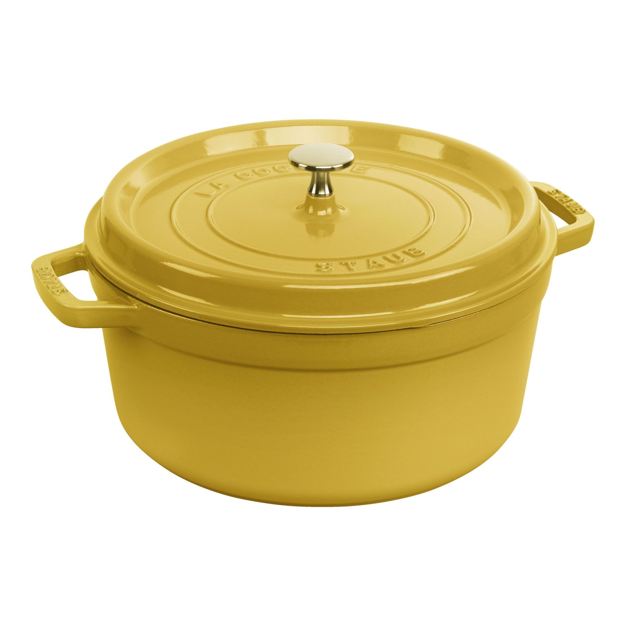 Staub - Round Enameled Cast Iron Cocotte - 6.7L - Lemon | Crème ...