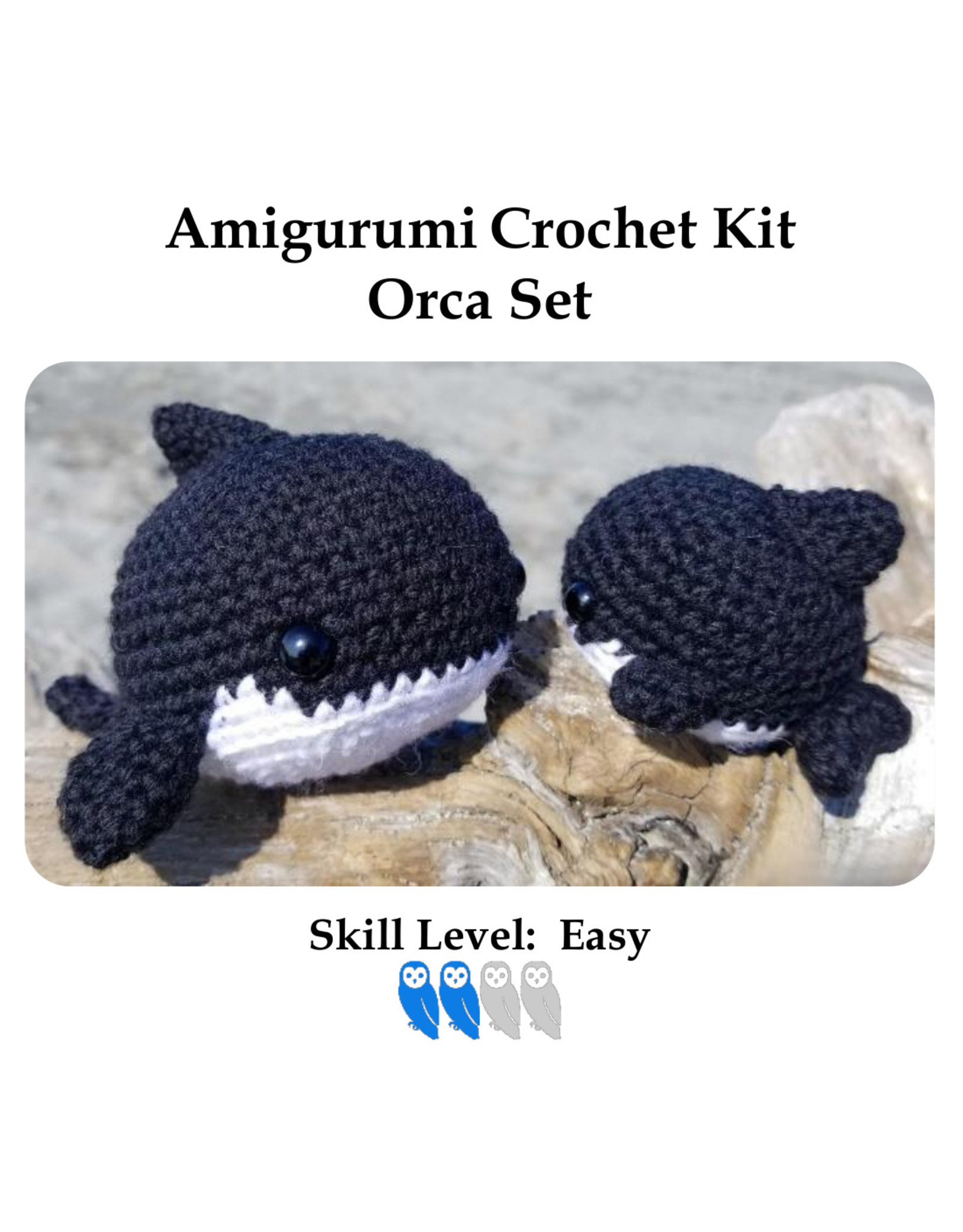Owl Spun Amigurumi Kit Orca Set - Stranded by the Sea