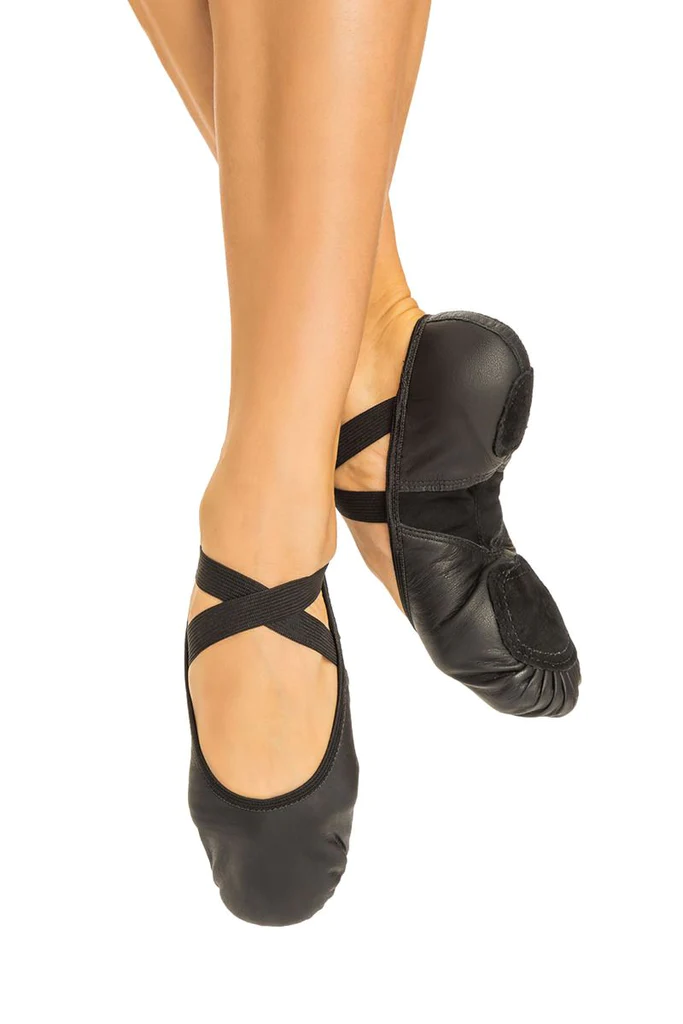 SD110S Split Sole Leather Ballet Shoe W/O drawstring BLACK - Dancing ...