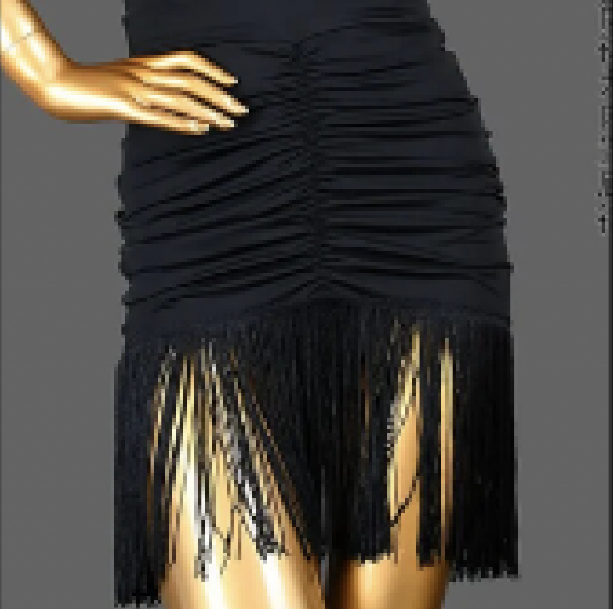 BB Latin Dance Fringe ADULT Ballroom Skirt Black - Dancing Doll Dancewear