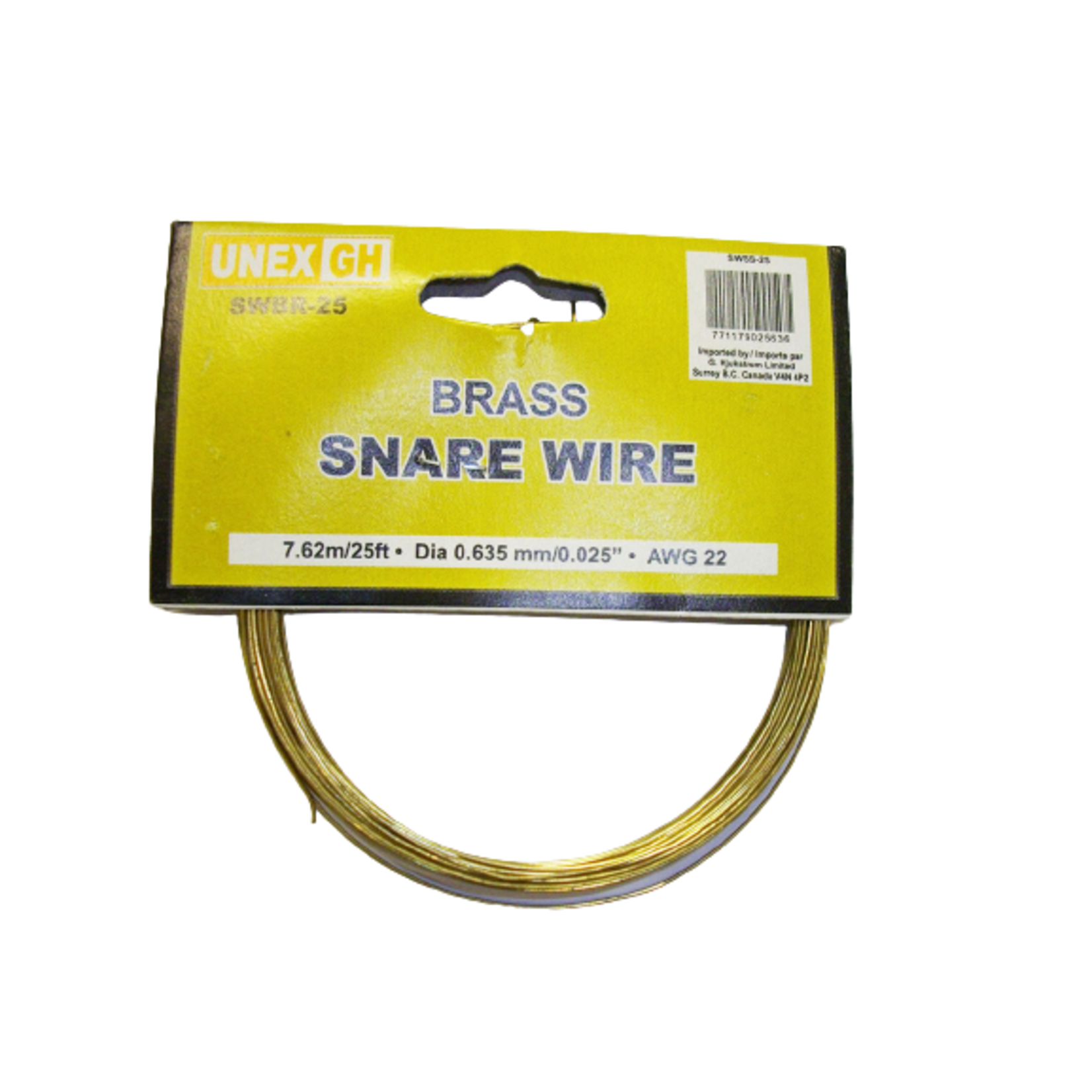 UNEX GH BRASS SNARE WIRE AWG 22 X 25' SWBR-25 - Corlane Sporting Goods Ltd.