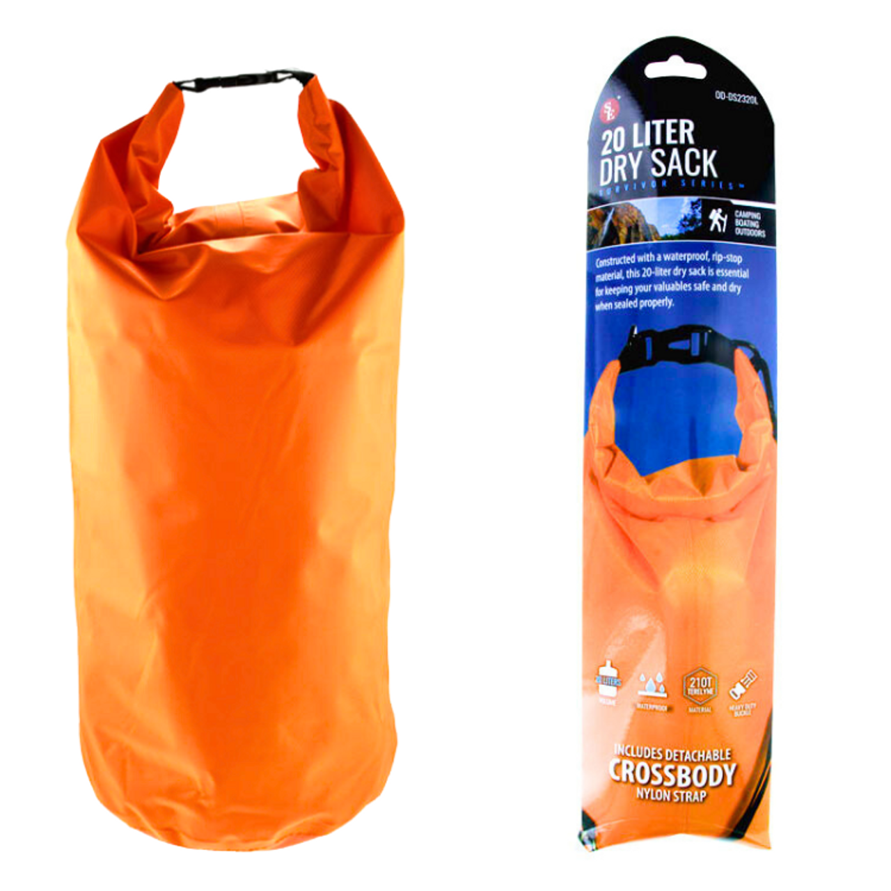 SE 20L. Waterproof Dry Sack w. det. Crossbody Strap ORANGE - Corlane ...