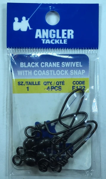 Angler F122-01 Black Crane Coastlock Snap #1, 4/pk | Corlane Sporting ...