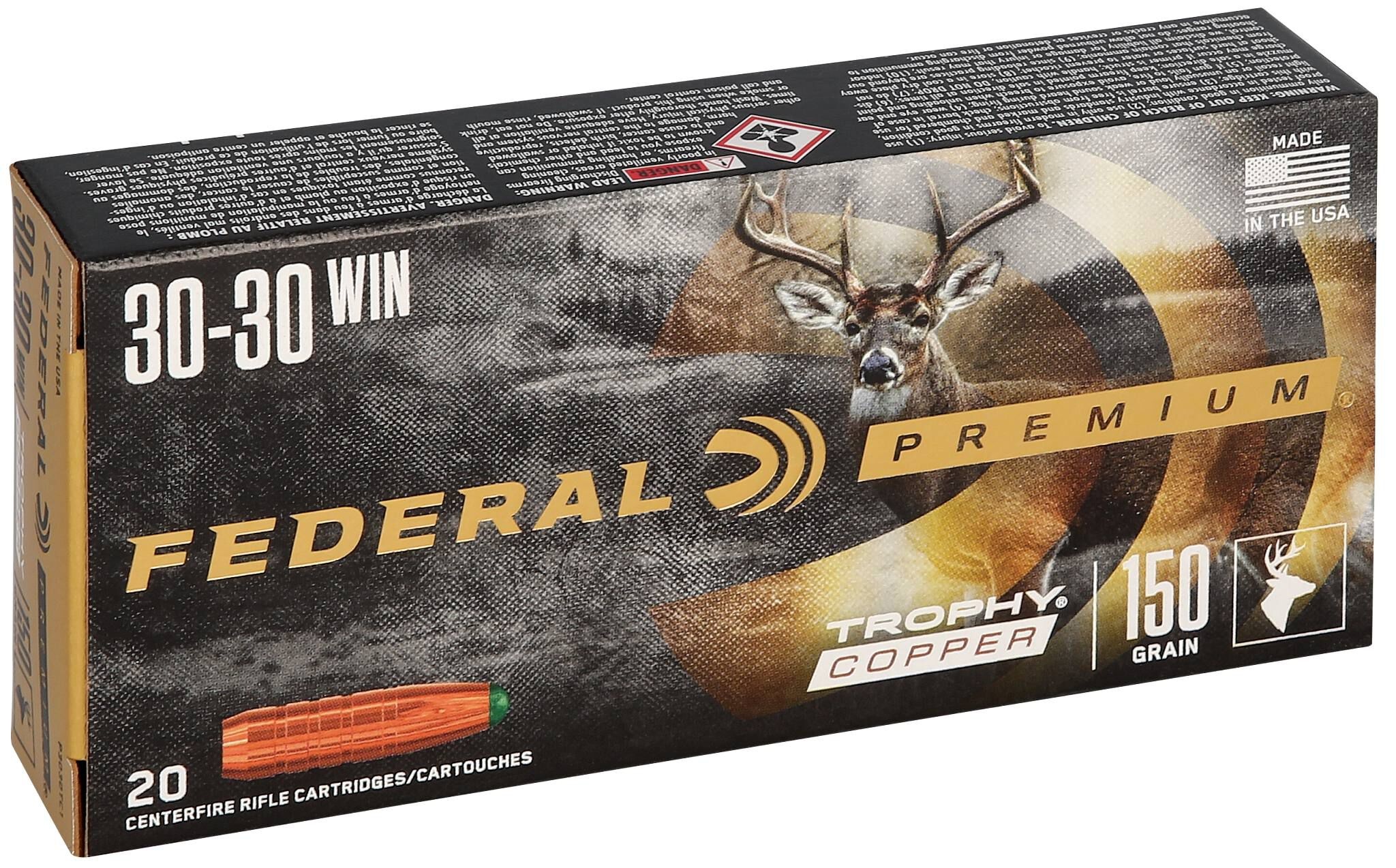 Premium Trophy Copper Rifle Ammunition 30-30 Win 150gr TC 2300 fps 20 ...