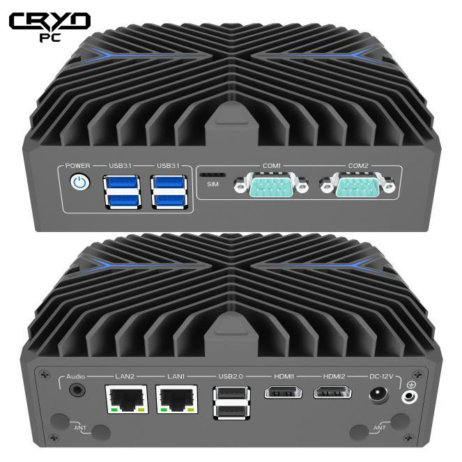 Cryo-PC Fanless PC i71255U 12th gen 2-LAN 2-HDMI 16GB, 500GB M.2, Win11 ...