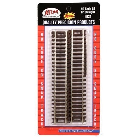 ATL-521 - Atlas : HO Track (code 83) 6" Straight - Max Trains