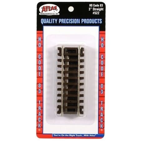 ATL-522 - Atlas : HO Track (code 83) 3" Straight - Max Trains