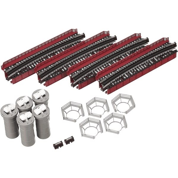 KATO Kato : N Curved Bridge Red Set (4-pack) - Max Trains
