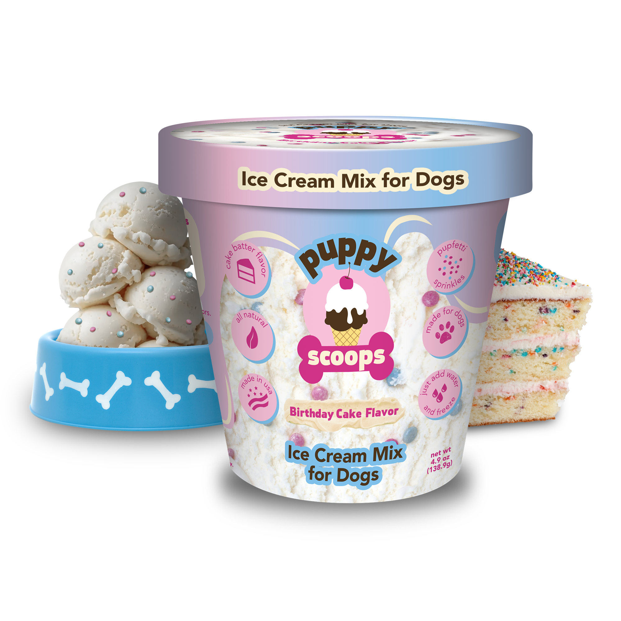 Puppy Scoops Ice Cream Mix Birthday Cake - Fetch Pet Boutique
