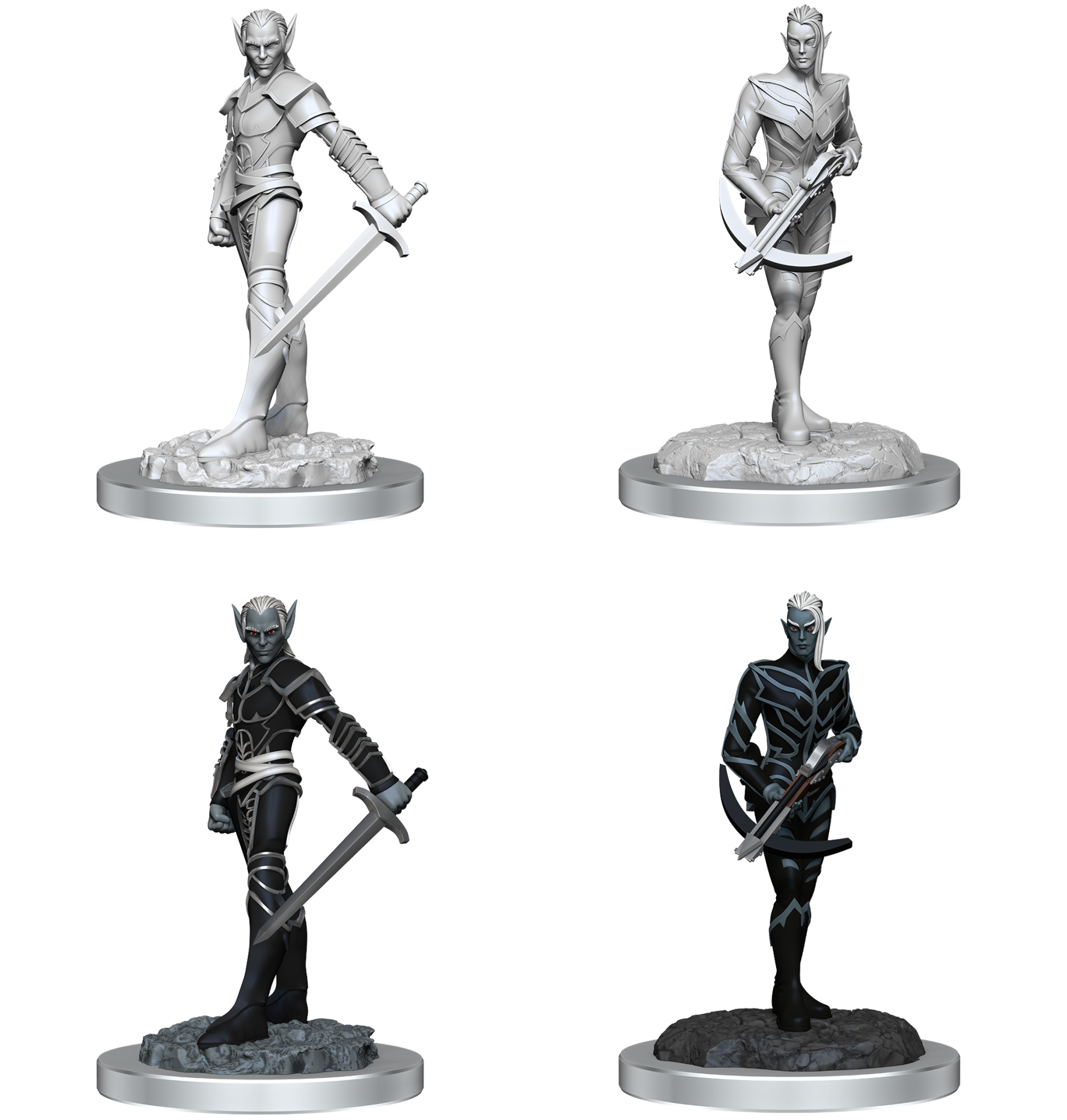 D&D Unpainted Minis - Drow Fighters (Male) - Rain City Games
