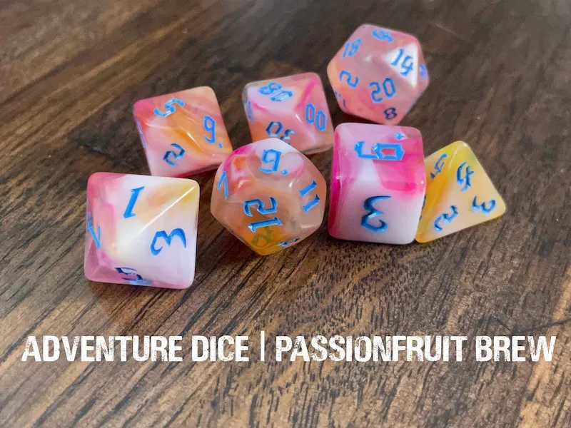 Adventure Dice RPG Set - Passionfruit Brew - Rain City Games