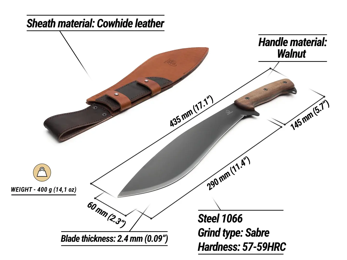 Beaver Craft Kukri Knife with Leather Sheath - Ramakko's Source For Adventure